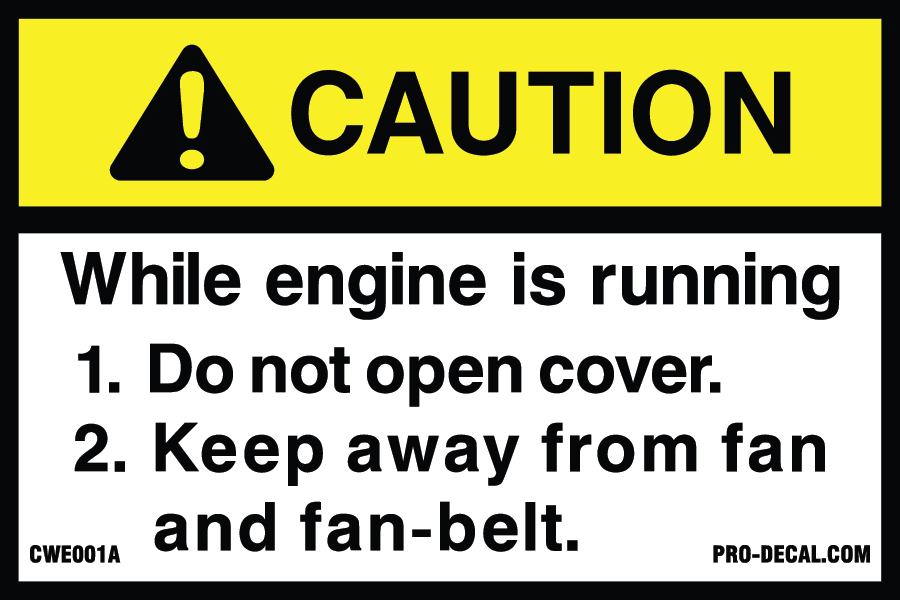 Caution While Engine Is Running 2" x 3" – Pro Decal