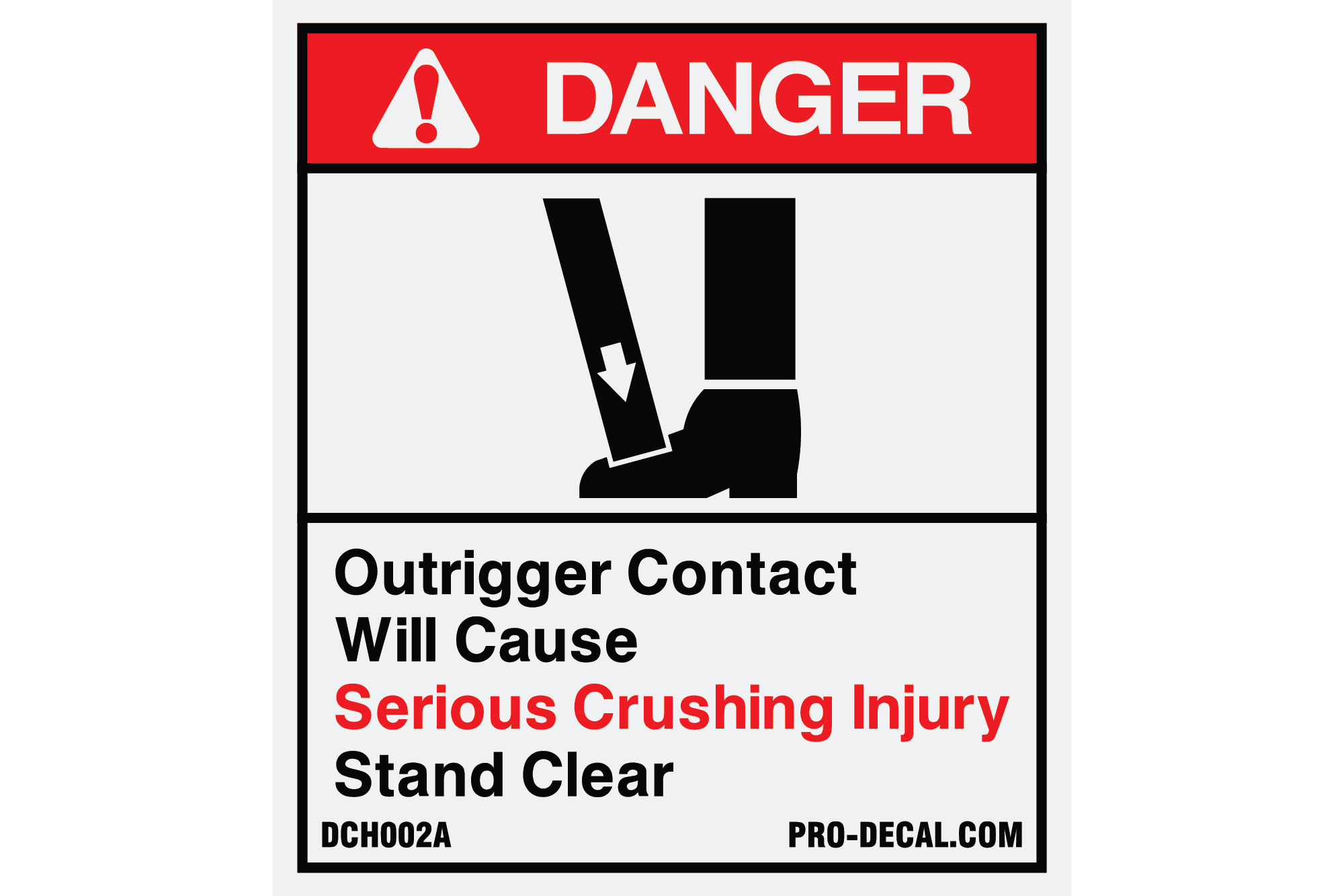 Pro Decal - Warning Decals | Danger Outrigger Contact