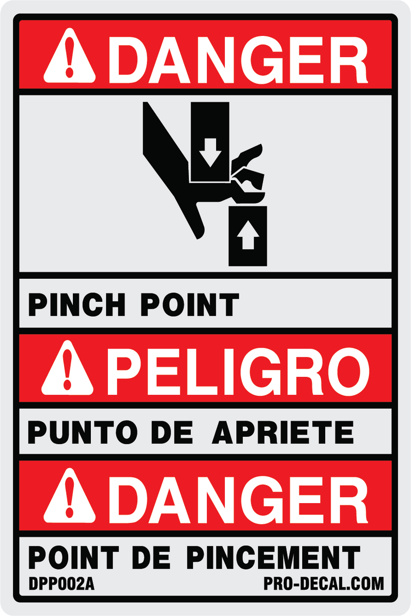 Pro Decal - Warning Decals | Danger Pinch Point