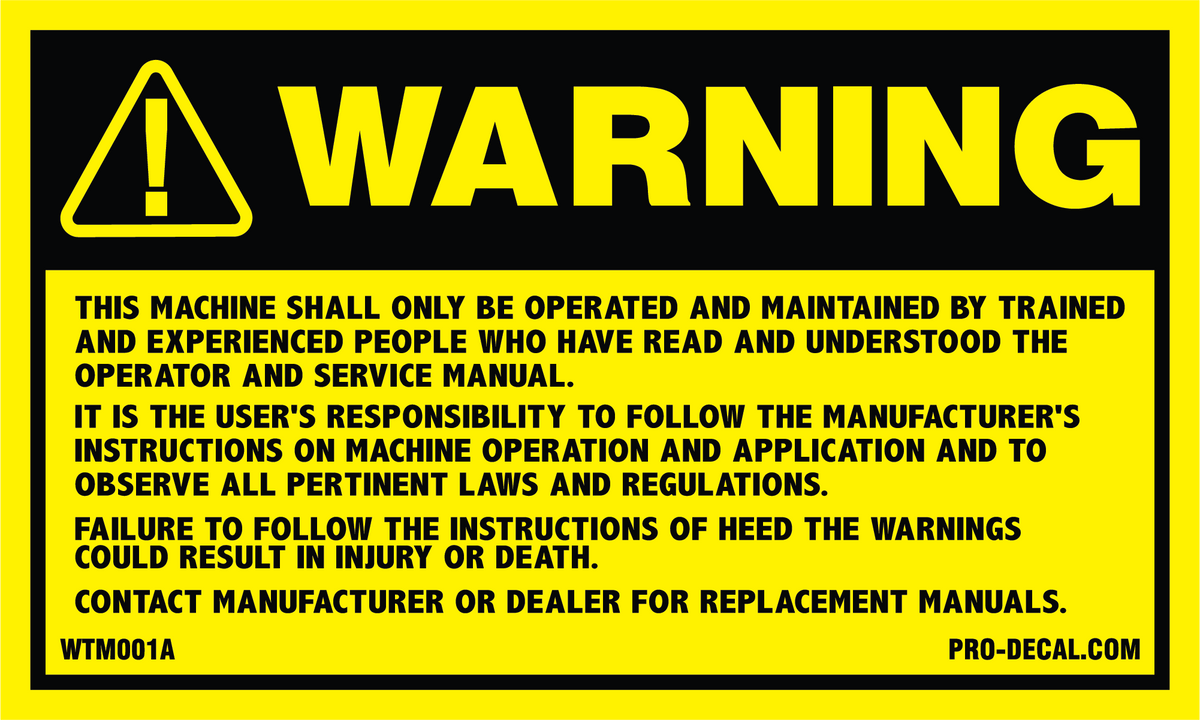 Pro Decal - Warning Decals | Warning This Machine